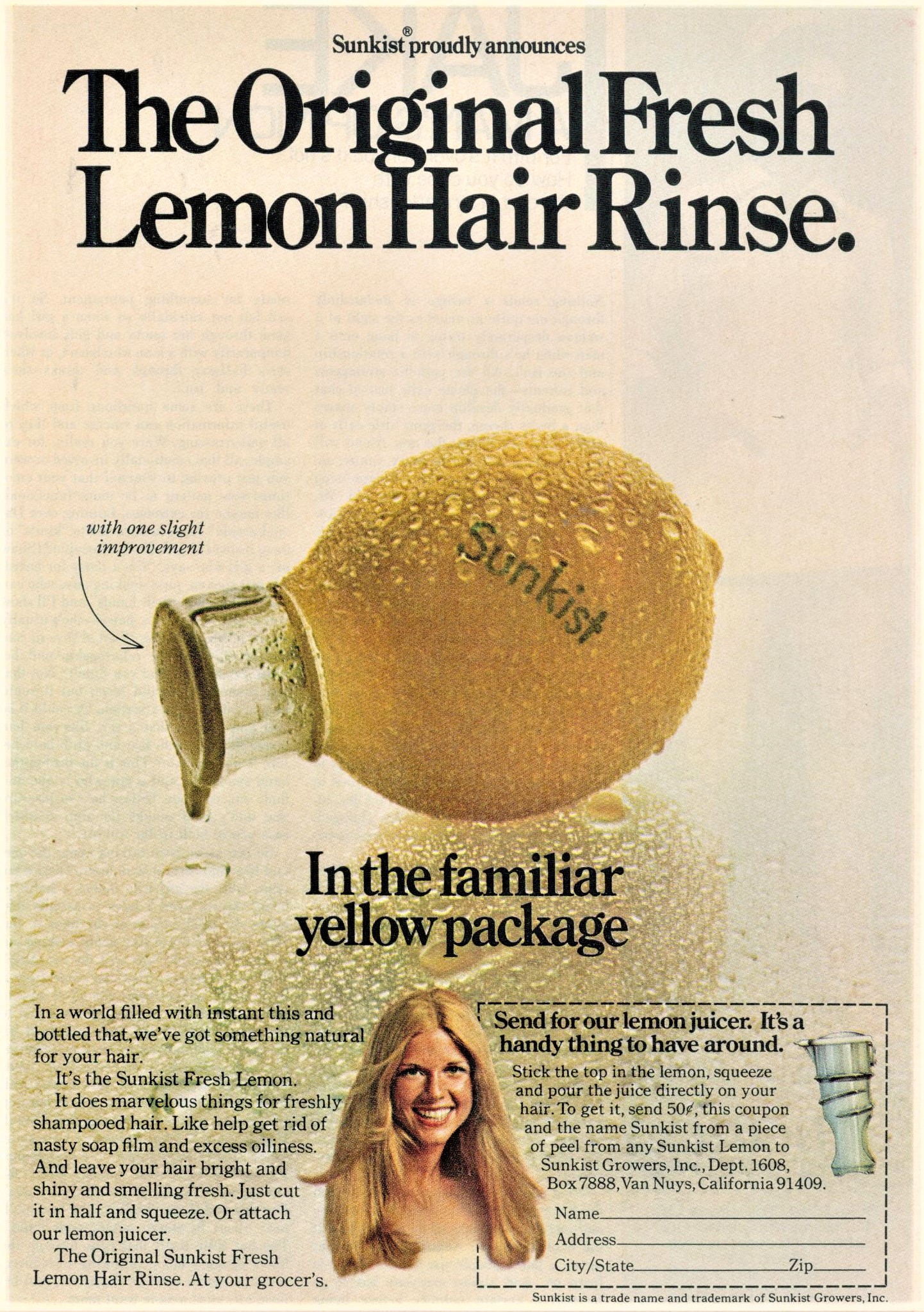 Musings from Marilyn » Sunkist Original Fresh Lemon Hair Rinse, 1972